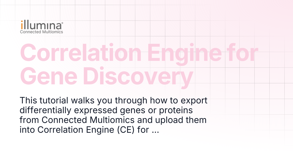 Correlation Engine for Gene Discovery | Multiomics Software